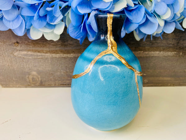Kintsugi Vase, Turkish Blue Bud Vase, Fine Art Ceramics, Room Decor, M ...