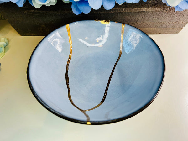 Kintsugi Bowl, Mayan Sky Blue Kintsugi Bowl, Fall Decor, Kintsugi Art ...